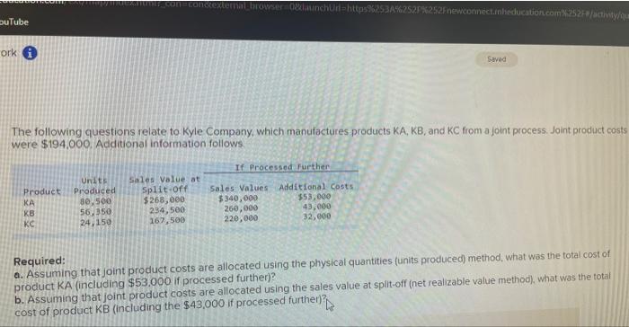 Solved The followng questions relate to Kyle Company, which | Chegg.com