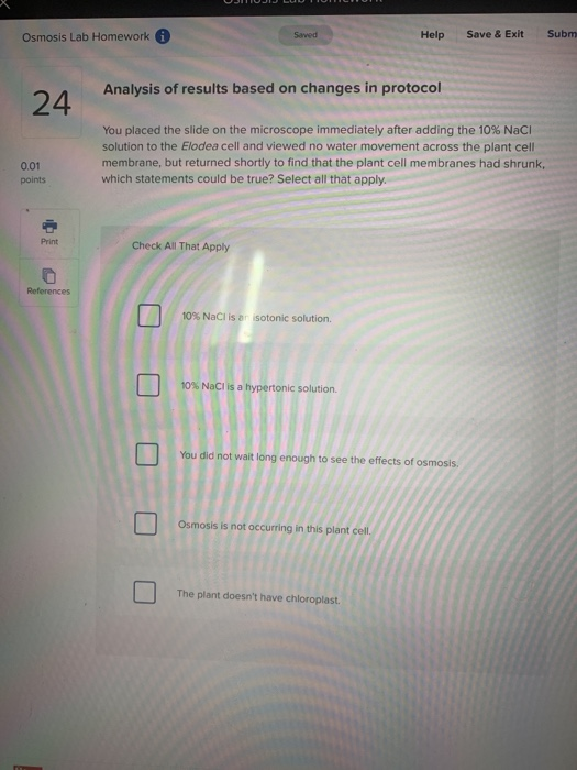 Solved Osmosis Lab Homework Saved Help Save & Exit Subm | Chegg.com