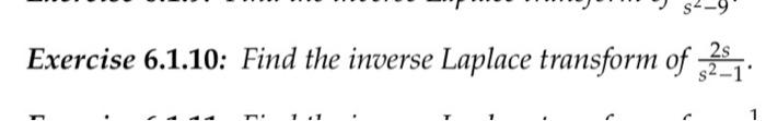 Solved Exercise 6.1.10: Find the inverse Laplace transform | Chegg.com