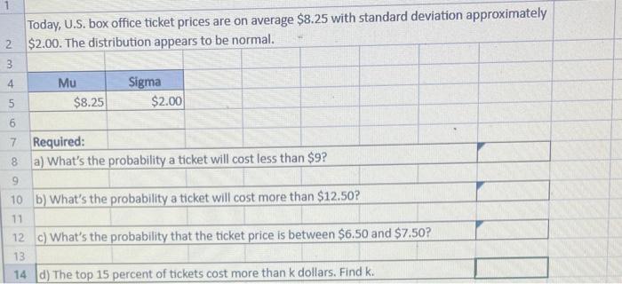 Solved Today, U.S. box office ticket prices are on average | Chegg.com