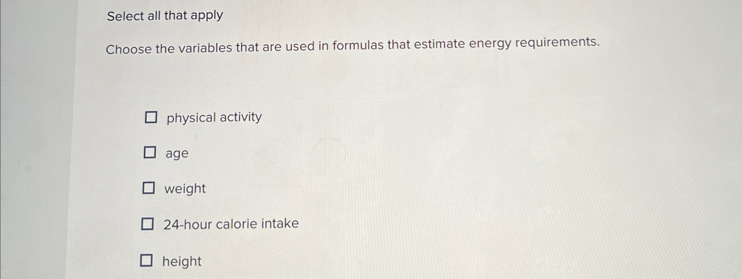 Solved Select all that applyChoose the variables that are | Chegg.com