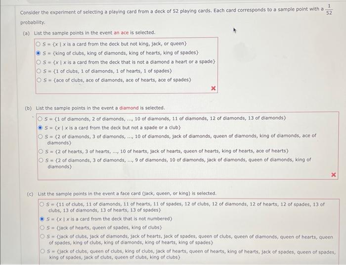 Solved Consider the experiment of selecting a playing card | Chegg.com