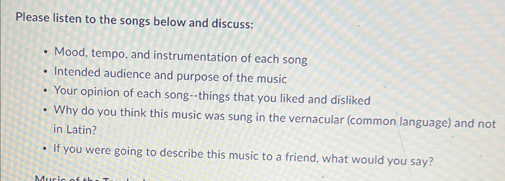 Solved Please listen to the songs below and discuss:Mood, | Chegg.com