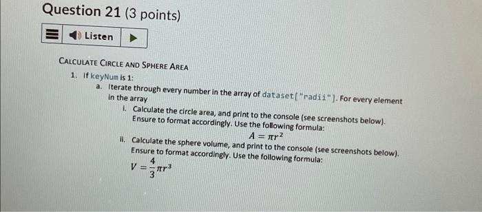 Solved Question 21 (3 points) Listen CALCULATE CIRCLE AND | Chegg.com