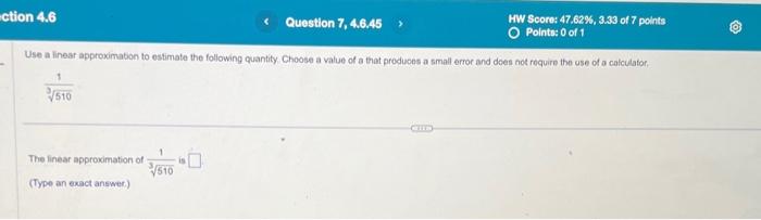 Solved Use a linear approximation to estimate the following | Chegg.com