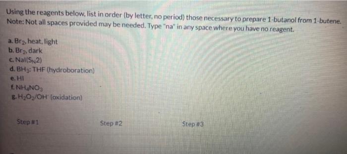 Solved Provide the alkene needed to synthesize each of the | Chegg.com