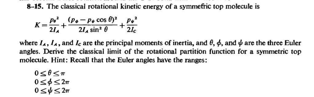 Solved 8-15. The classical rotational kinetic energy of a | Chegg.com