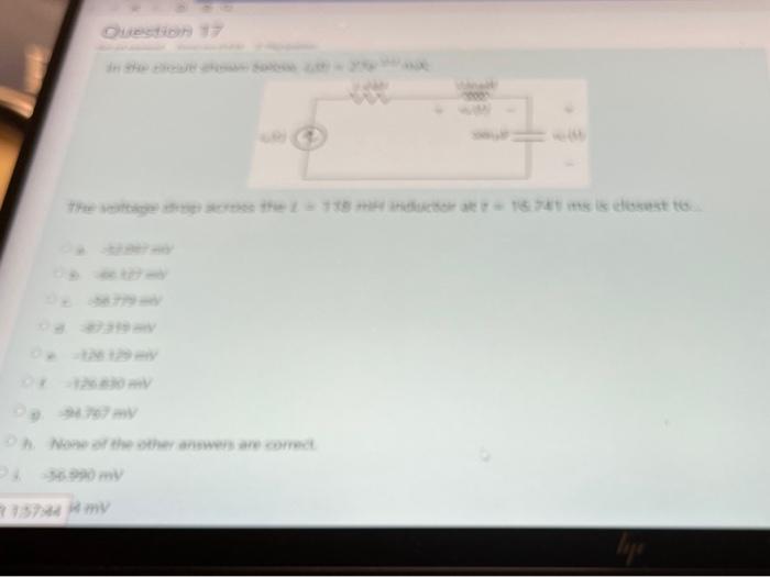Solved Question 17 The voltage drop across the = 119 m | Chegg.com