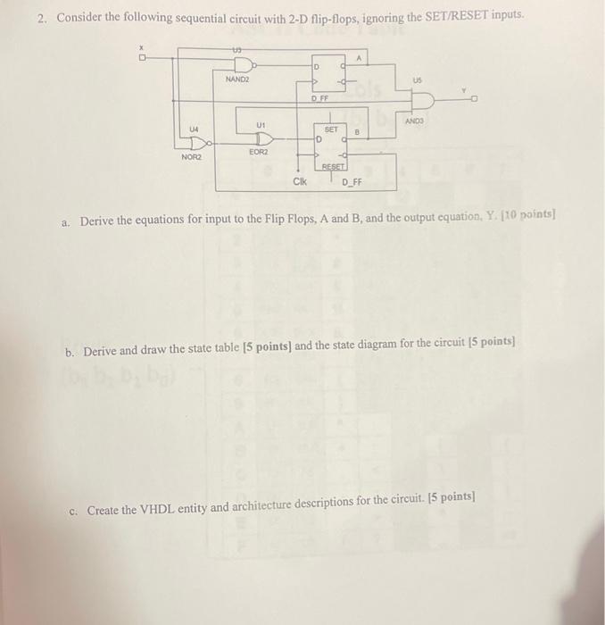 Solved 2. Consider the following sequential circuit with 2-D | Chegg.com