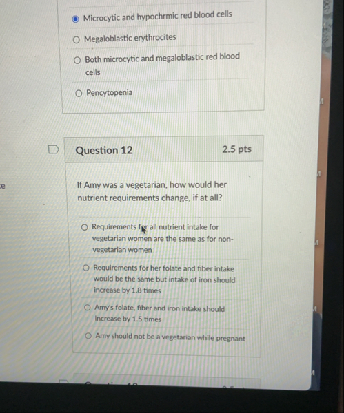 Solved \geoquad Microcytic and hypochrmic red blood | Chegg.com