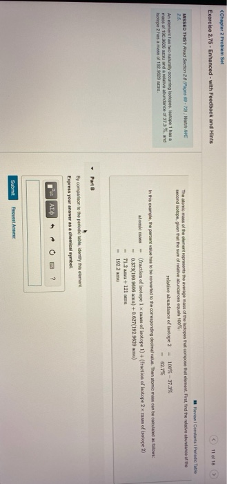Solved Part A Use the mass spectrum of rubidium to determine | Chegg.com
