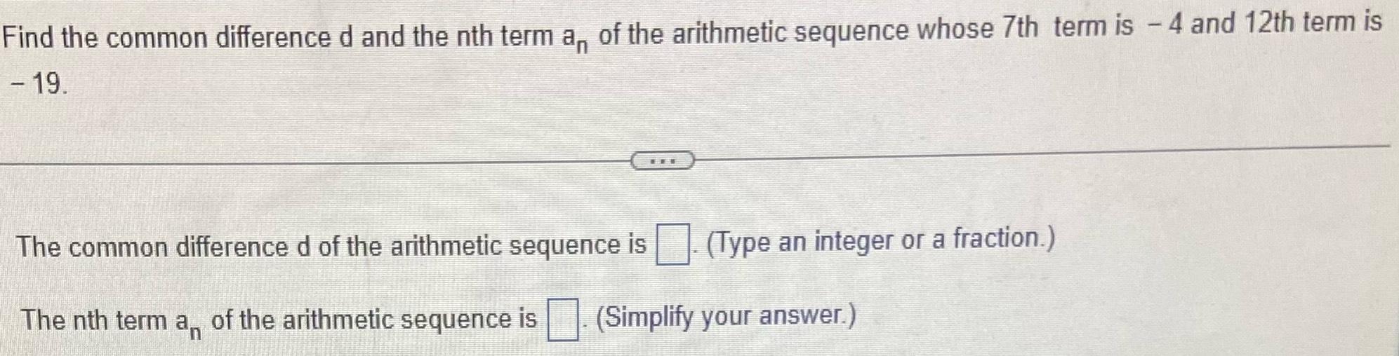 Solved Find the common difference d ﻿and the nth term an ﻿of | Chegg.com