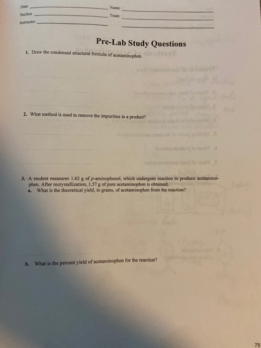 Solved Date- Section Instructor Name Team Pre-Lab Study | Chegg.com