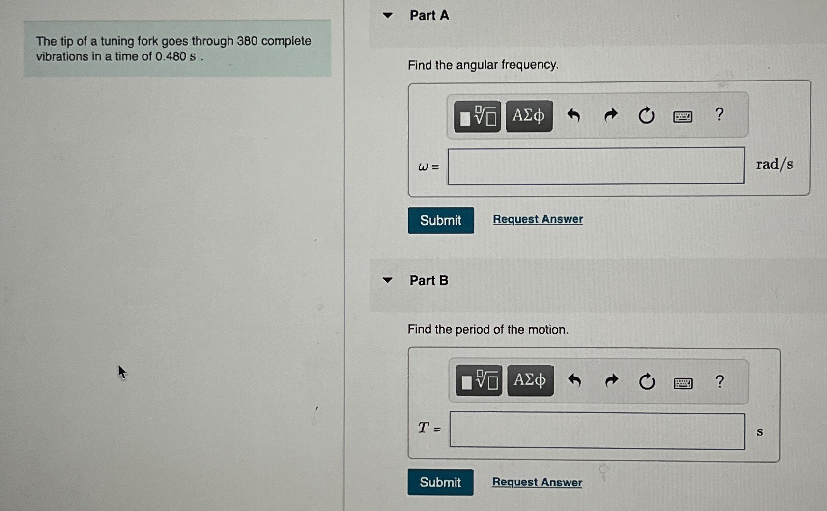 Solved Part AThe tip of a tuning fork goes through 380 | Chegg.com