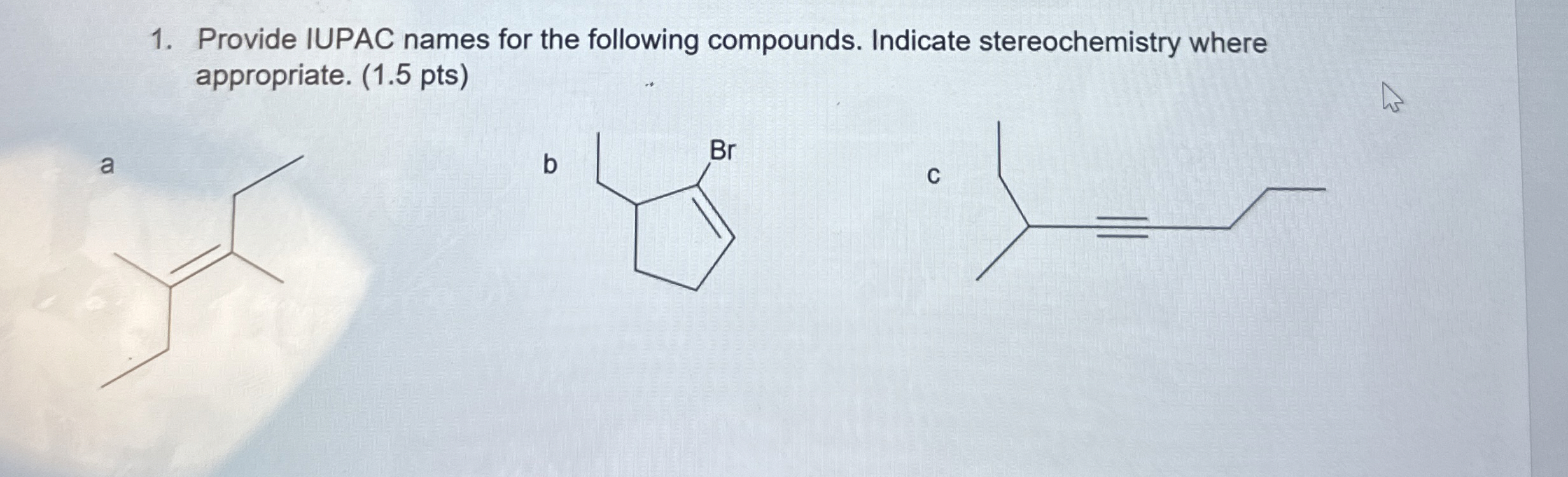 Solved Provide IUPAC names for the following compounds. | Chegg.com
