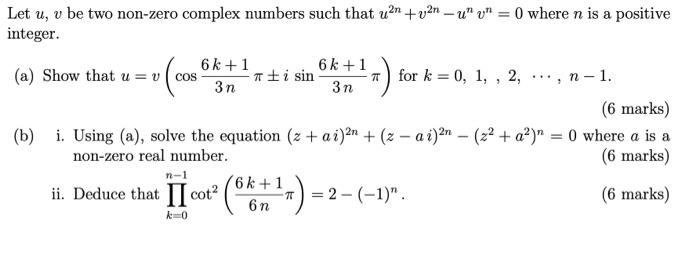 Solved Let u, v be two non-zero complex numbers such that | Chegg.com