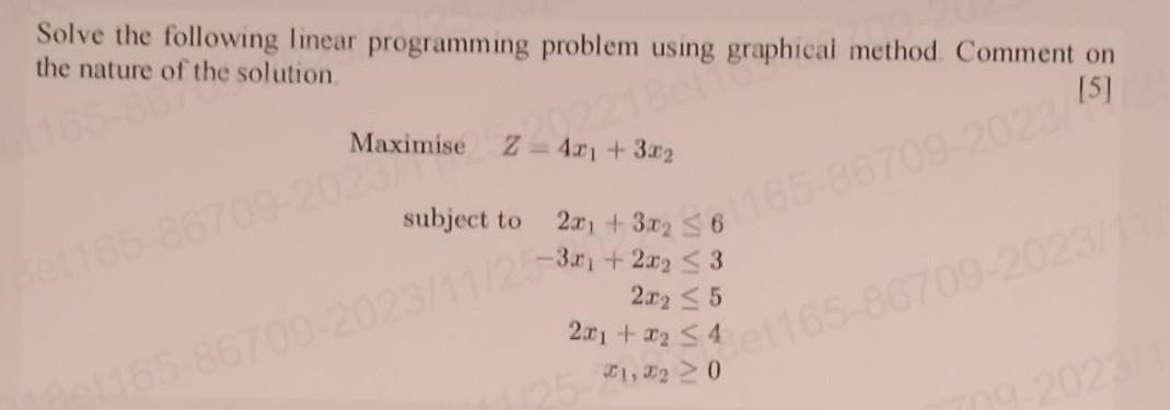 Solved Solve the following linear programming problem using | Chegg.com