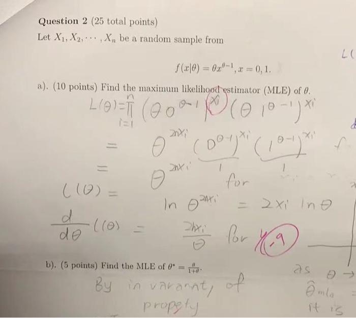 Solved Question 2 ( 25 total points) Let X1,X2,⋯,Xn be a | Chegg.com