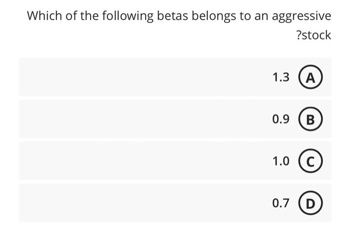 Solved Which of the following betas belongs to an aggressive | Chegg.com