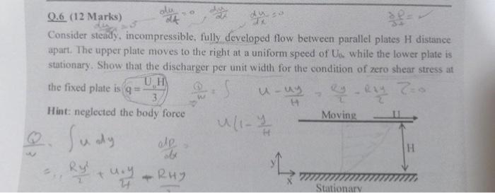 Solved Consider steady, incompressible, fully developed flow | Chegg.com
