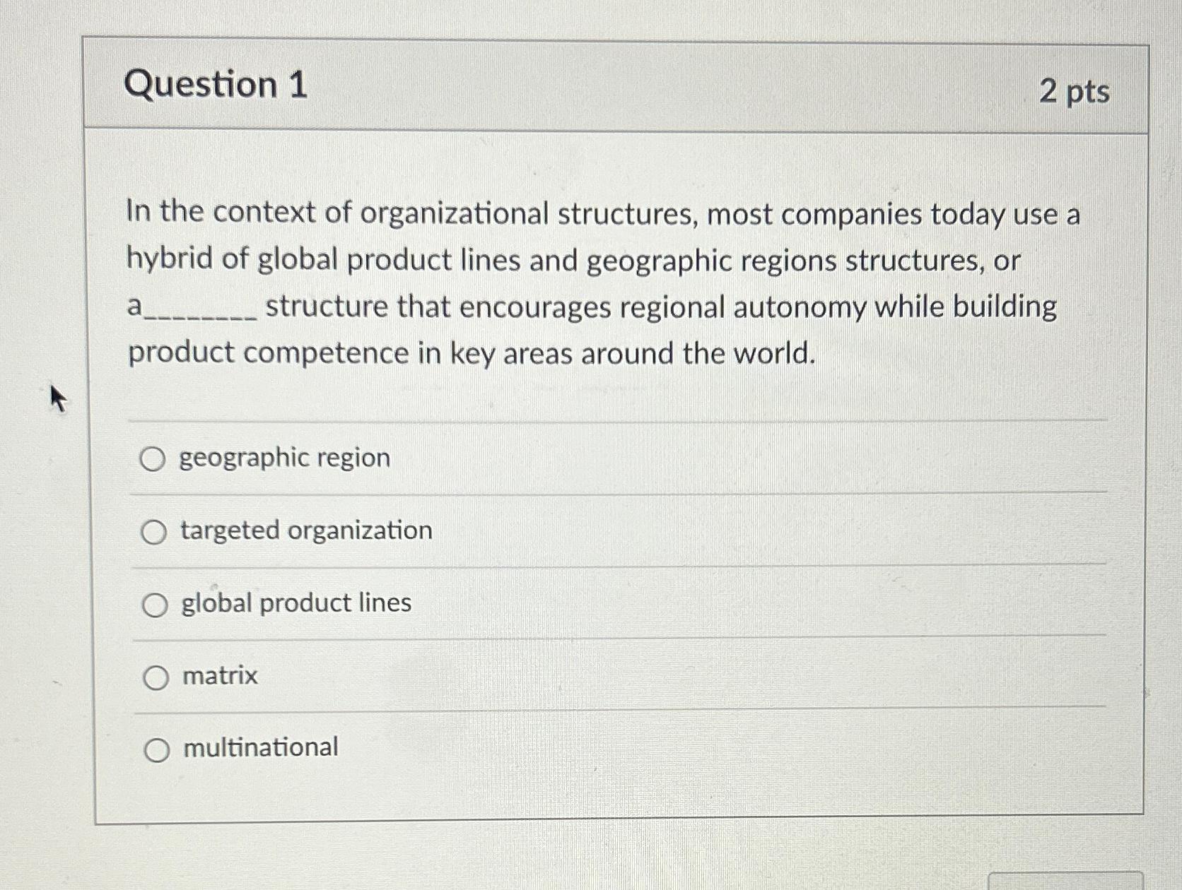 Solved Question 12 ﻿ptsIn the context of organizational | Chegg.com