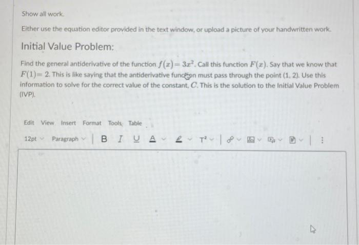 Solved Show all work. Either use the equation editor | Chegg.com