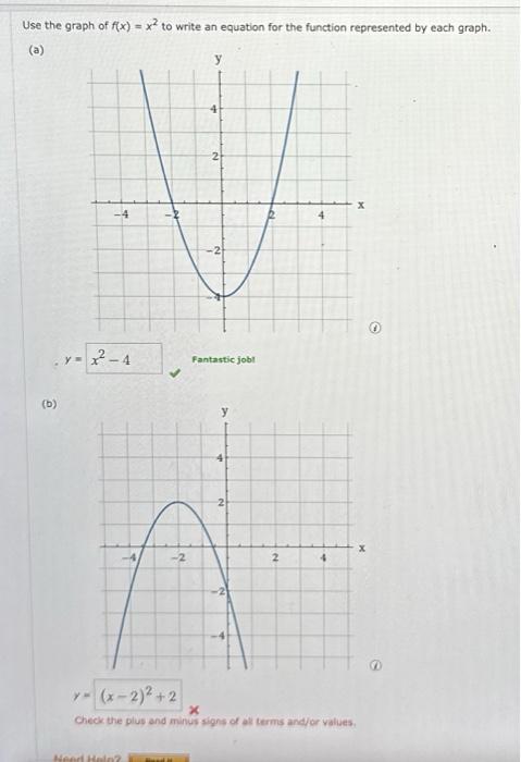 Solved Use the graph of f(x) = x² to write an equation for | Chegg.com
