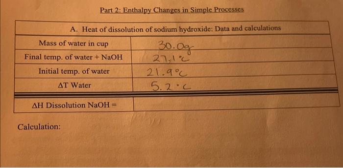 Solved Calculation: | Chegg.com