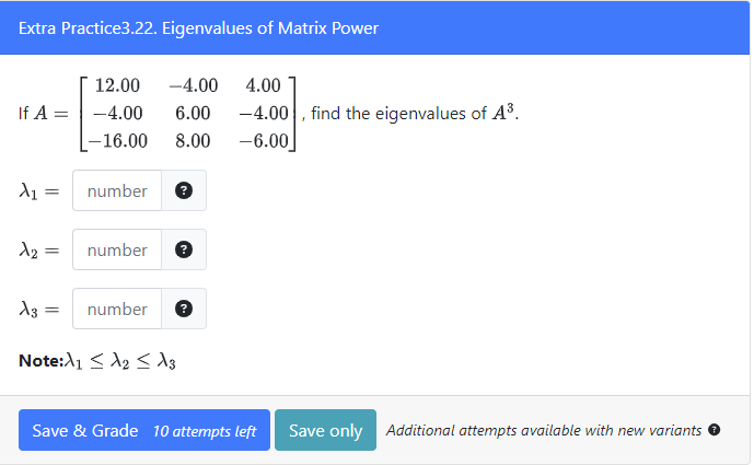 Solved Extra Practice3.22. ﻿Eigenvalues of Matrix PowerIf | Chegg.com