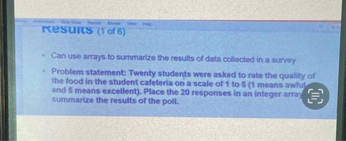 Can use arrays to summarize the results of data | Chegg.com