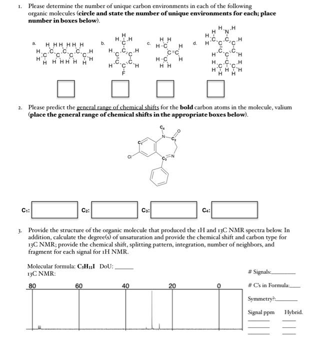 Solved 1. Please determine the number of unique carbon | Chegg.com