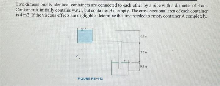 Solved Two dimensionally identical containers are connected | Chegg.com