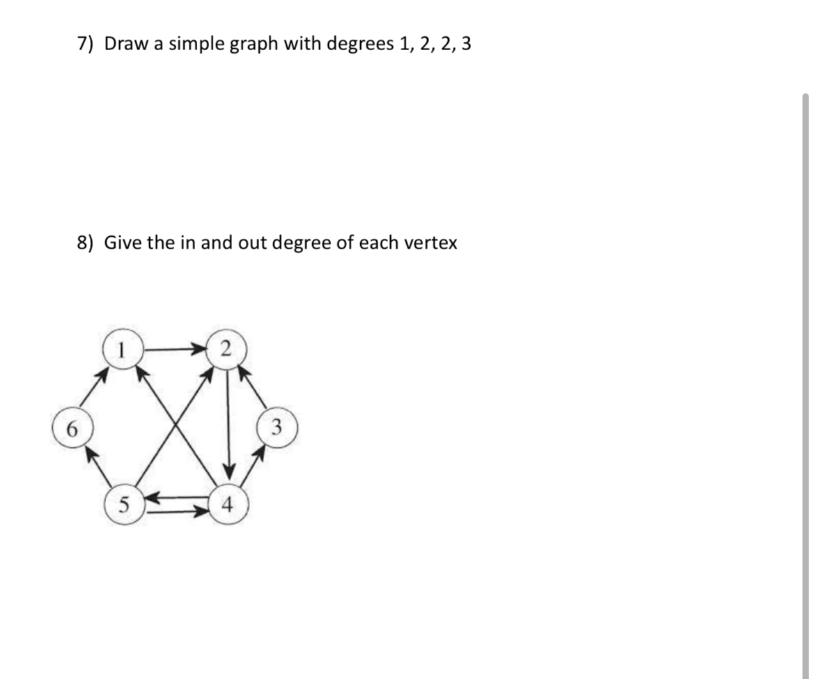 Solved Draw a simple graph with degrees 1, 2, 2, 3Give the | Chegg.com
