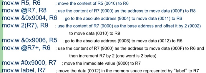 Solved mov.w R5, R6 ; move the content of R5 (0010) to R6 | Chegg.com