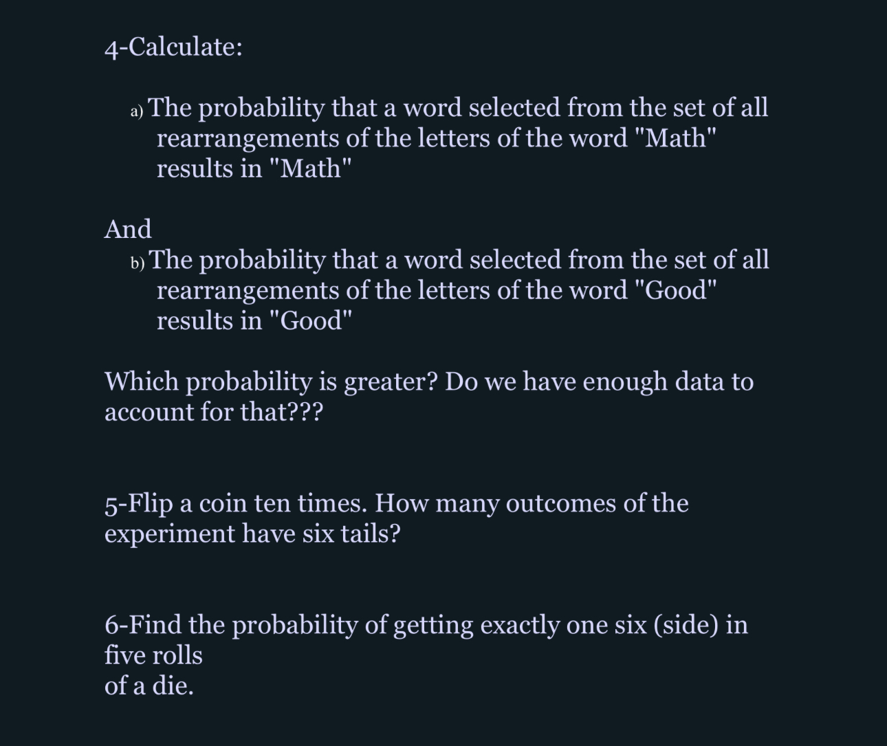Solved 4-Calculate:a) ﻿The probability that a word selected | Chegg.com