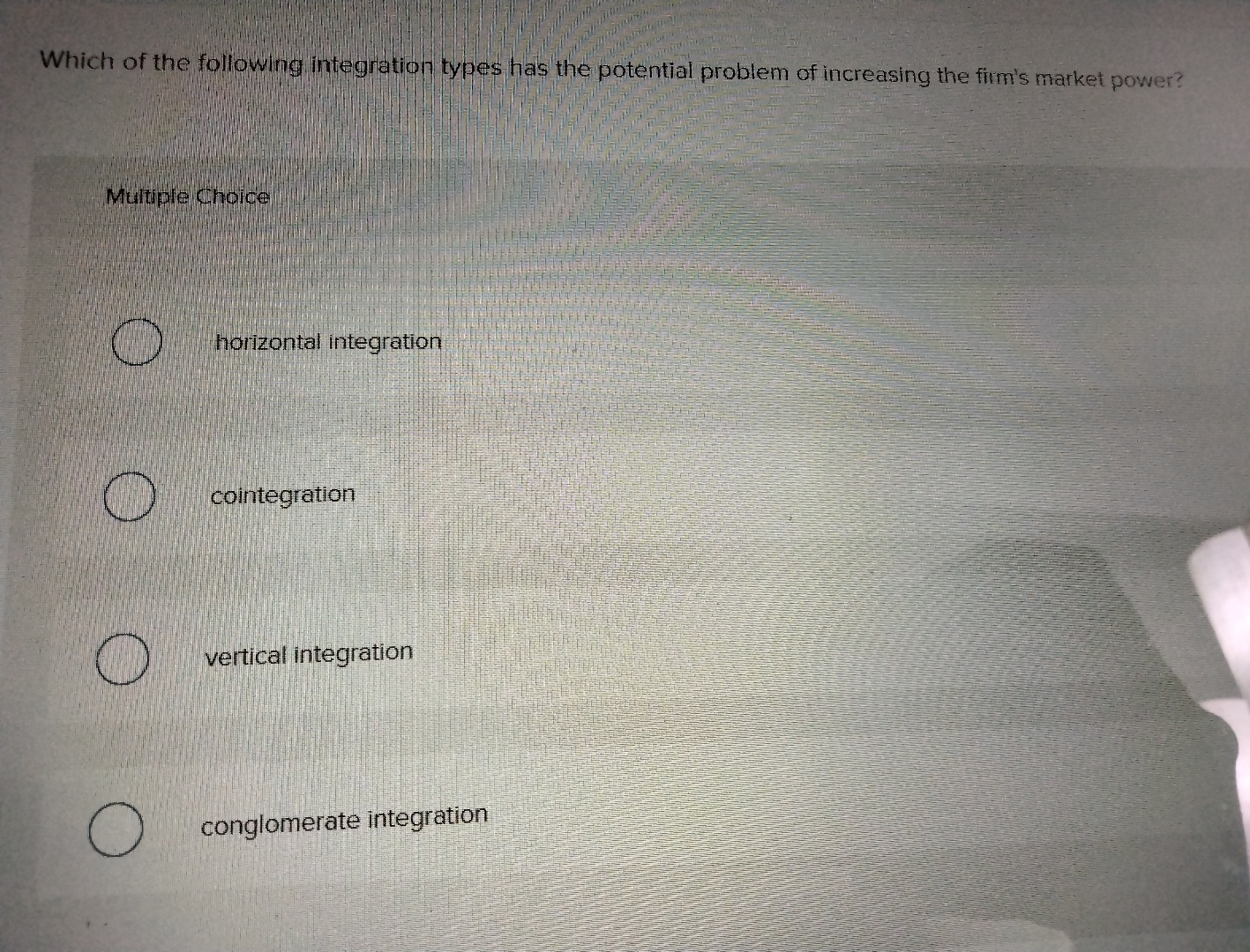 Solved Which of the following integration types has the | Chegg.com