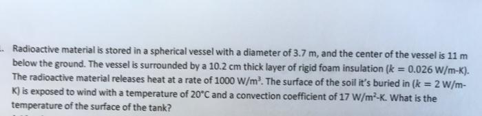 Solved Radioactive material is stored in a spherical vessel | Chegg.com