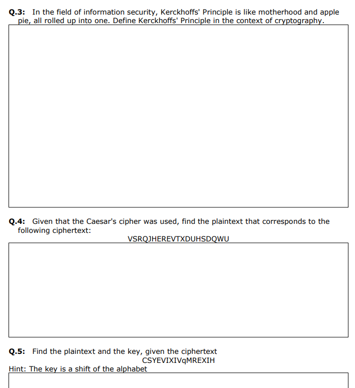 Solved Q.3: In the field of information security, | Chegg.com