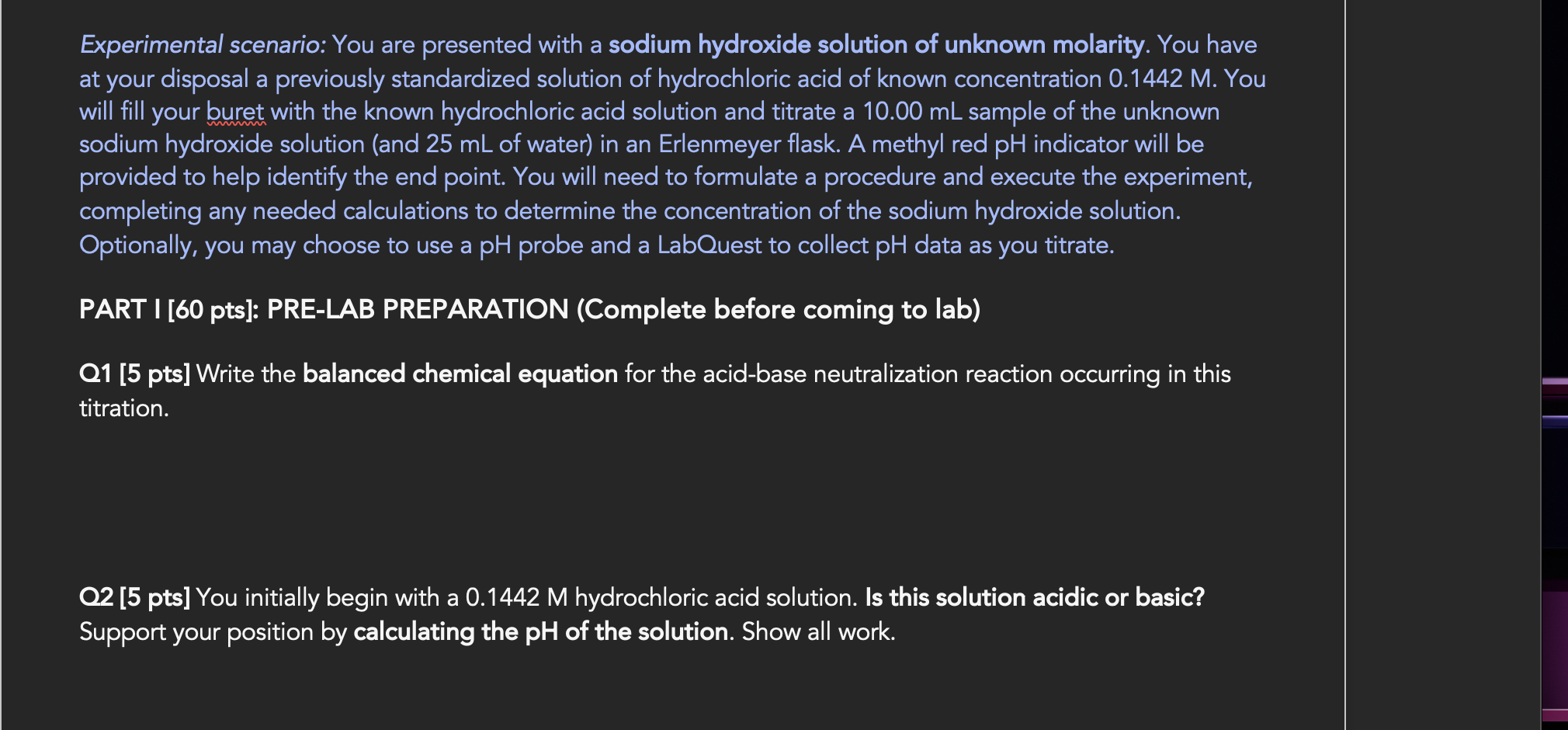 Solved Experimental scenario: You are presented with a | Chegg.com