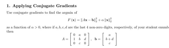 Solved 1. Applying Conjugate Gradients Use conjugate | Chegg.com