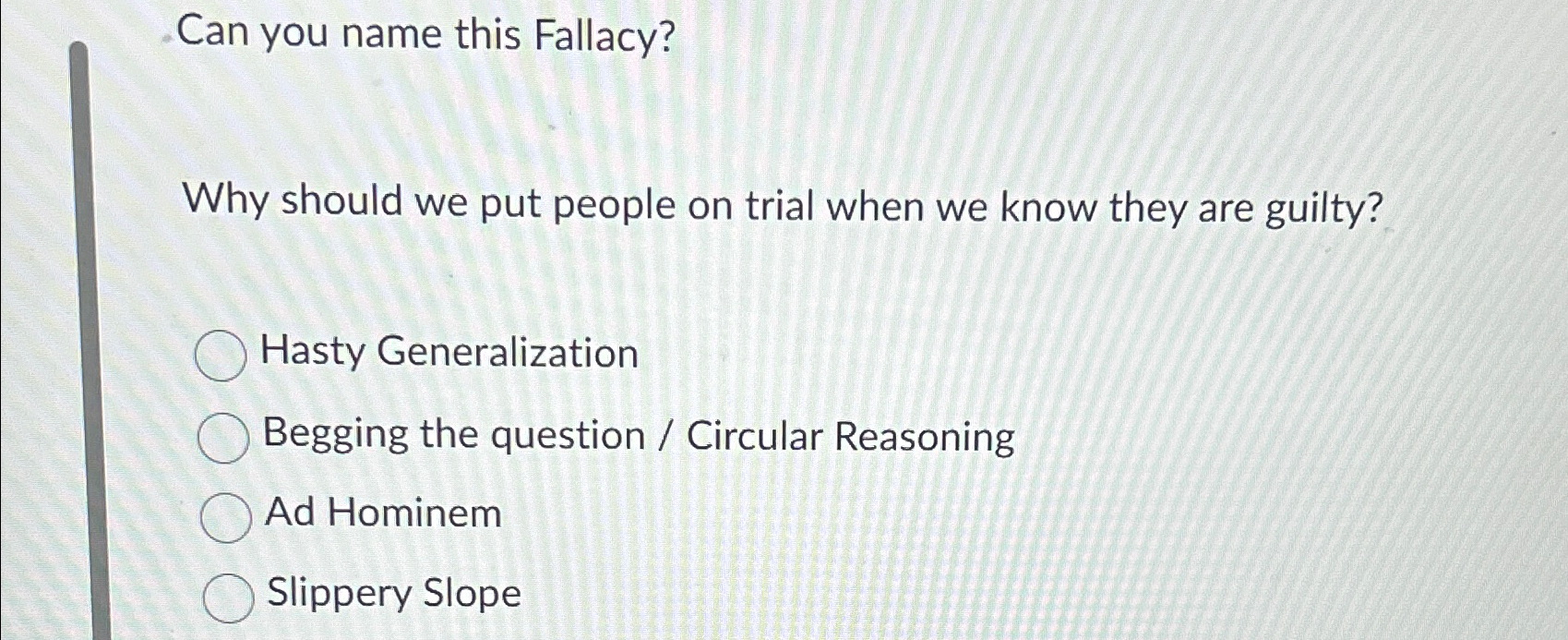 Solved Can you name this Fallacy?Why should we put people on | Chegg.com