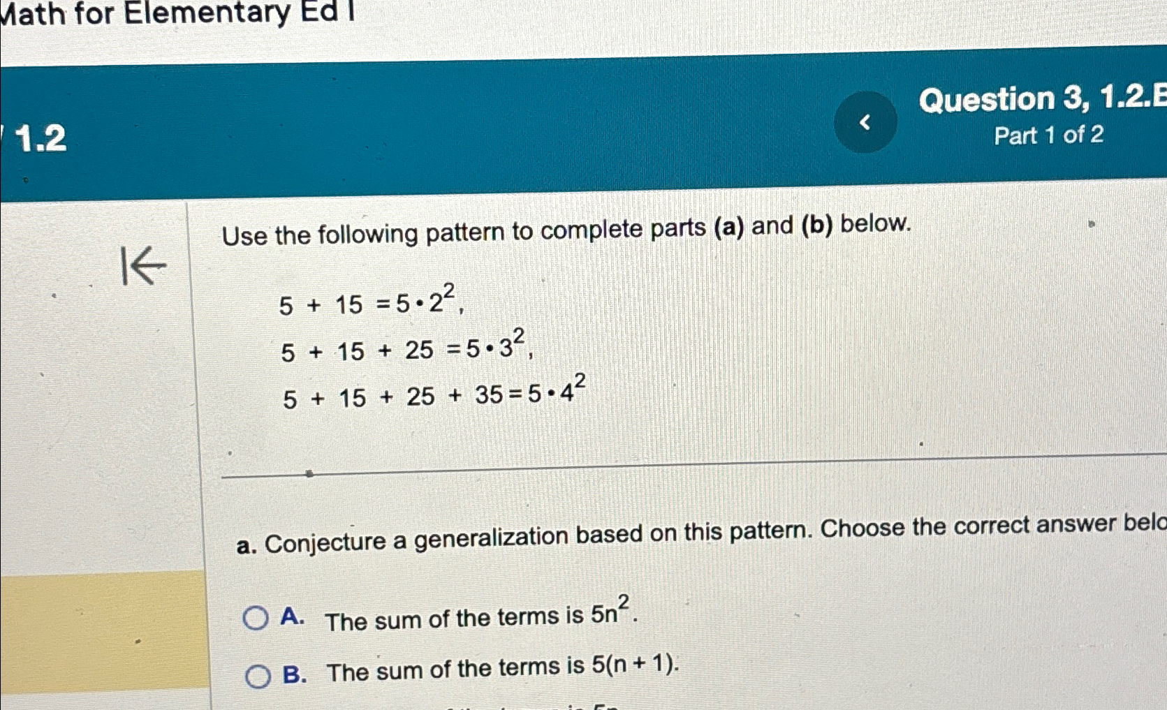 Solved Math for Elementary Ed IQuestion 3, 1.2.E1.2Part 1 | Chegg.com