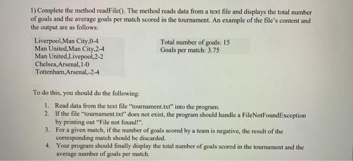 Solved 1 Complete The Method Readfile The Method Reads 