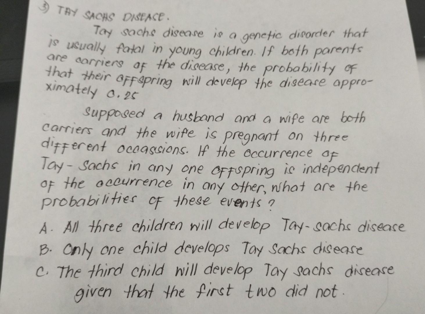 Solved SAChS DISEASE. Tay sachs disease is a genetic | Chegg.com