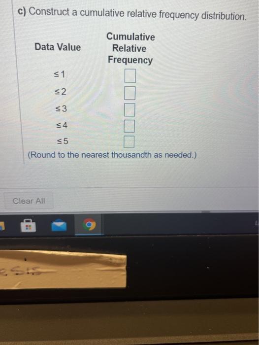 Solved c) Construct a cumulative relative frequency | Chegg.com