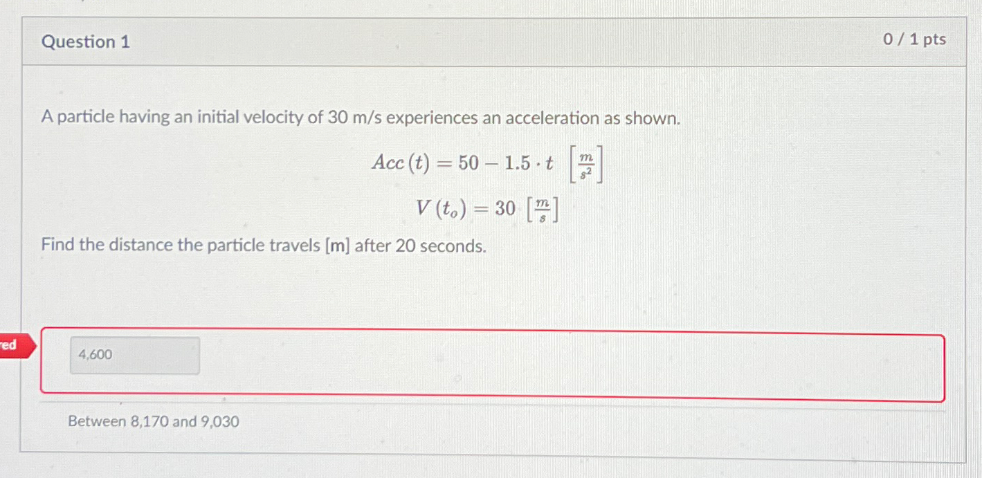 Solved Question 101ptsA particle having an initial velocity | Chegg.com