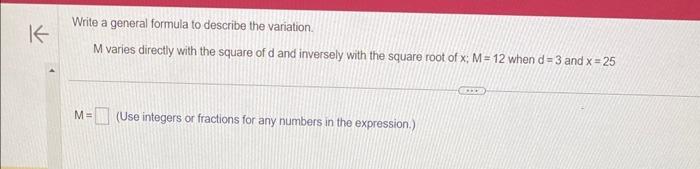 Solved Write a general formula to describe the variation. M | Chegg.com