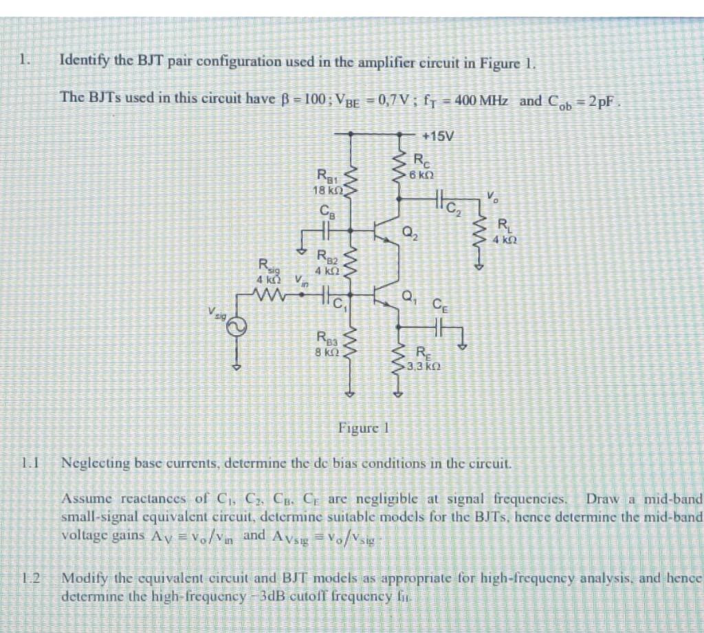 Solved Identify the BJT pair configuration used in the | Chegg.com