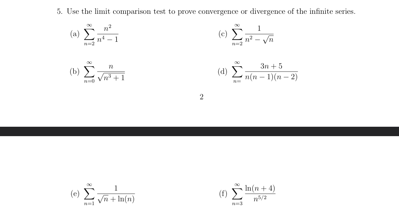 Solved Use the limit comparison test to prove convergence or | Chegg.com