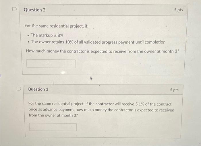 Solved A residential project has the following information: | Chegg.com